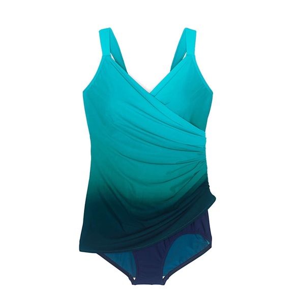 Lands' End | Swim | Lands End Skirted One Piece Slender Swimsuit Vneck ...